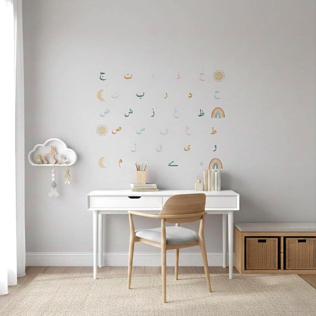 Arabic Alphabet Wall Sticker – Pastel Nursery Decor | Islamic Kids ...