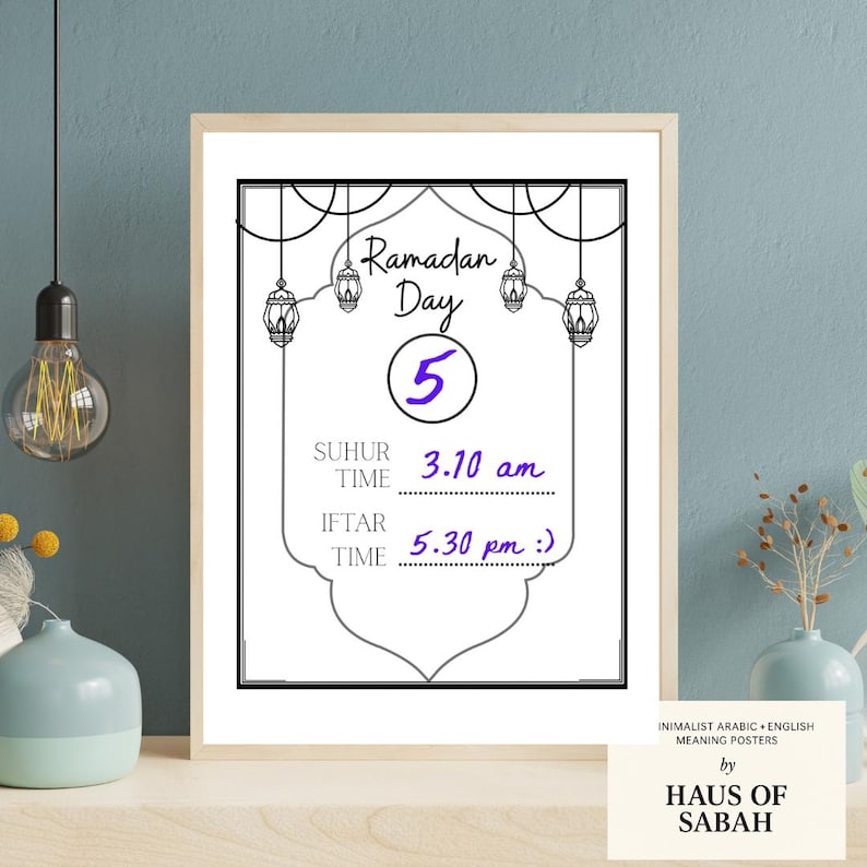 Ramadan Daily Chart Poster | Suhur & Iftar Time, Kids Decor (digital ...
