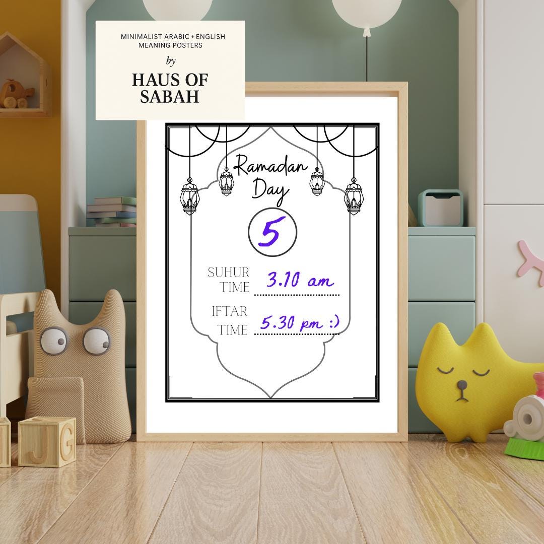 Ramadan Daily Chart Poster | Suhur & Iftar Time, Kids Decor (digital ...