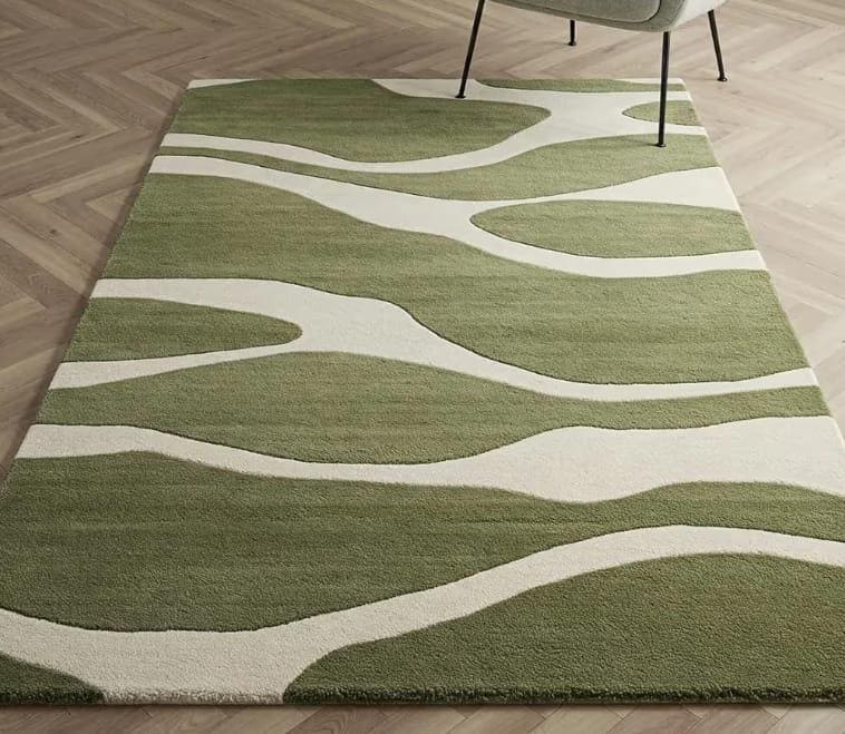 Hand-tufted Wool Rug, Sage Green Wavy Abstract Design - Etsy