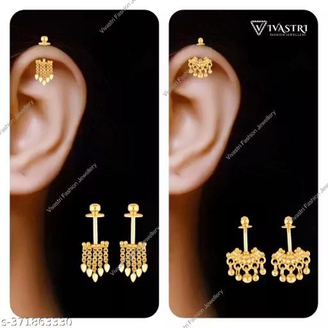 Bugadi Earring Traditional & Bridal Wear Screw Back Alloy 1gram Gold ...