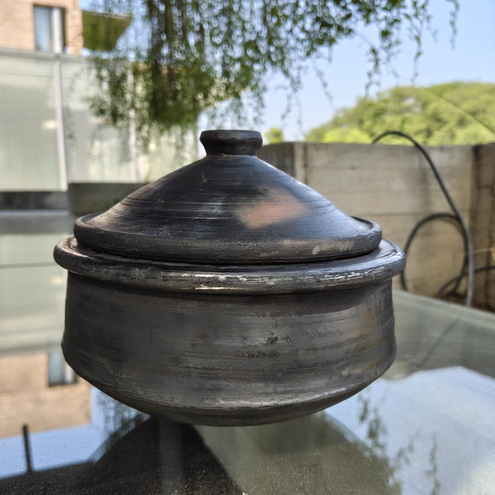 Black Clay Cooking Pot 3L With Lid | Handmade Terracotta Handi ...