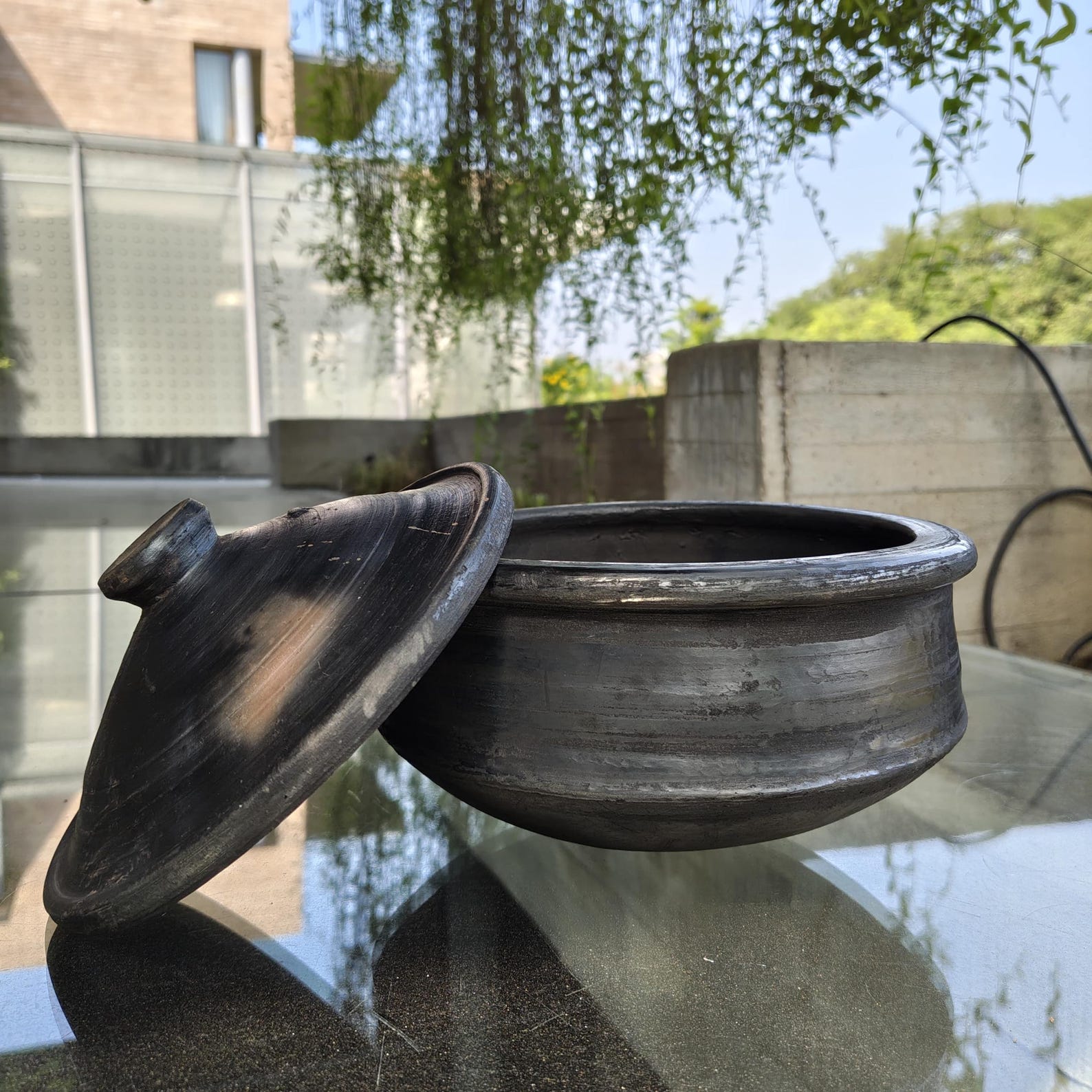 Black Clay Cooking Pot 3L With Lid | Handmade Terracotta Handi ...