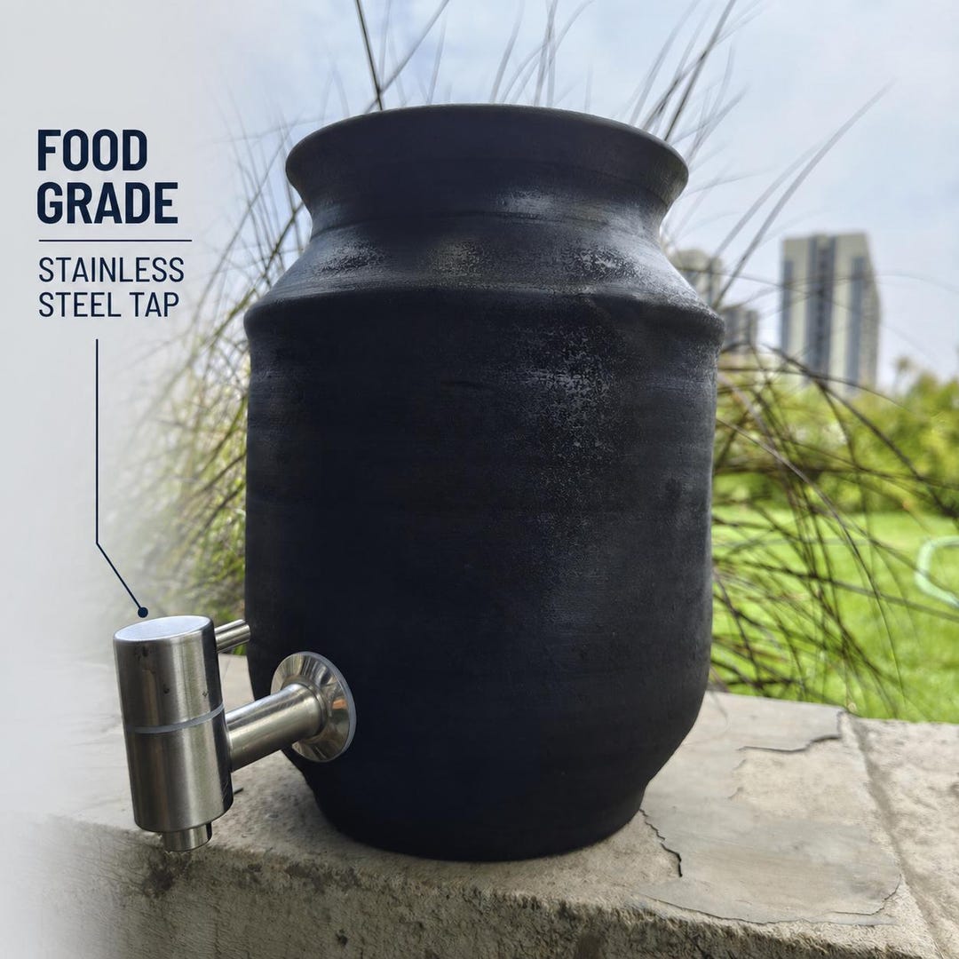 Clay Matka Black Clay | Unglazed Terracotta Indian Water Pot 3L | Water ...