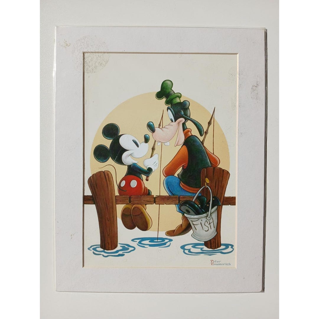 Impressão de pesca do Mickey Mouse e do Pateta por Peter Emmerich em ...