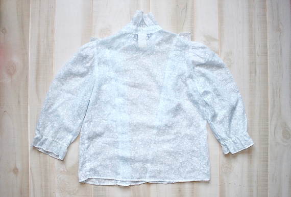 Vintage 80s Ruffle Collar Blouse, High Neck, Sheer, E… - Gem