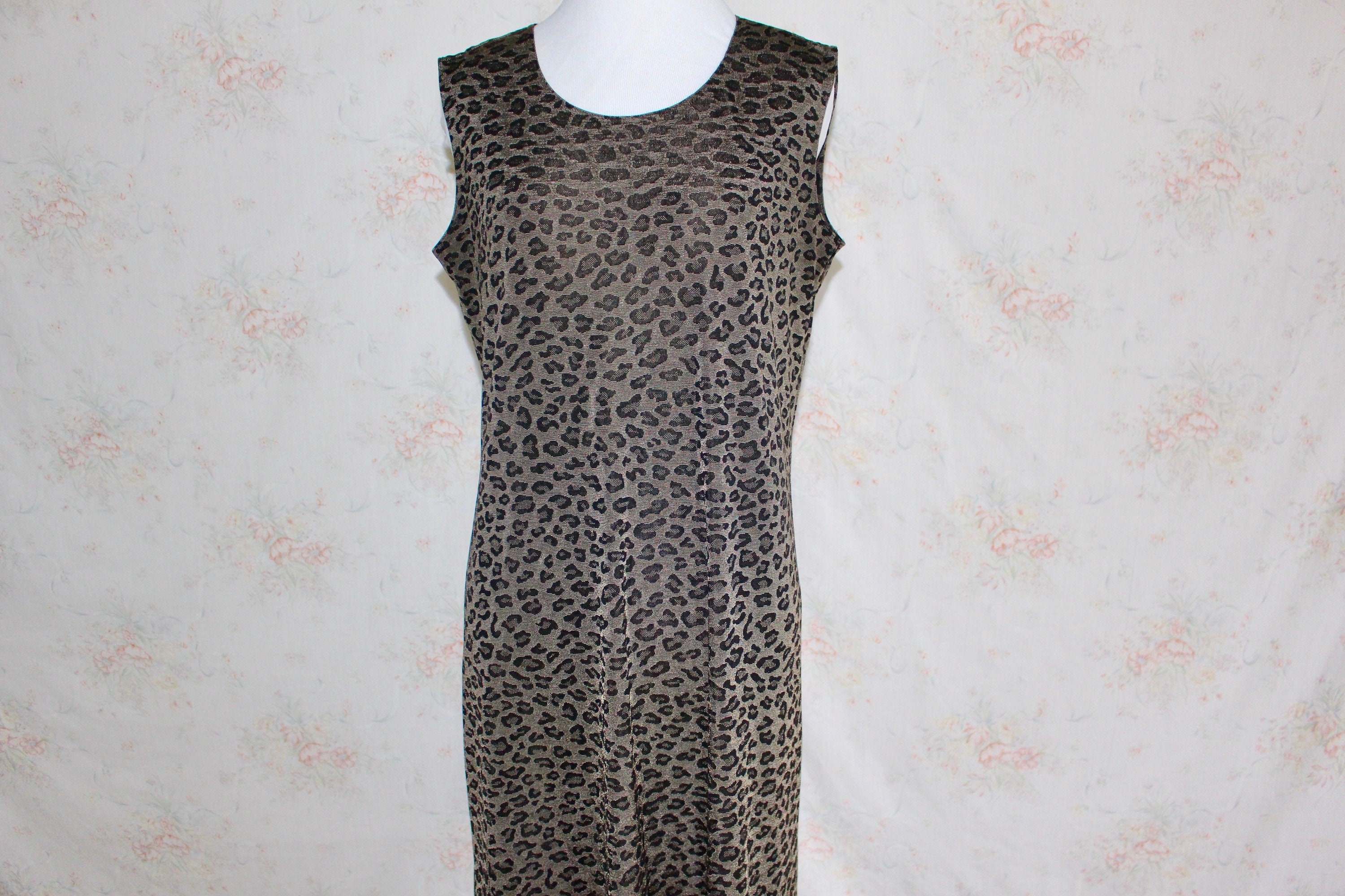 Vintage 90s Leopard Dress, 1990s Animal Print Dress, Stretch Dress ...