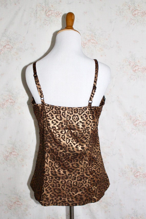 Vintage 90s Leopard Bustier, 1990s Satin Spaghetti St… - Gem