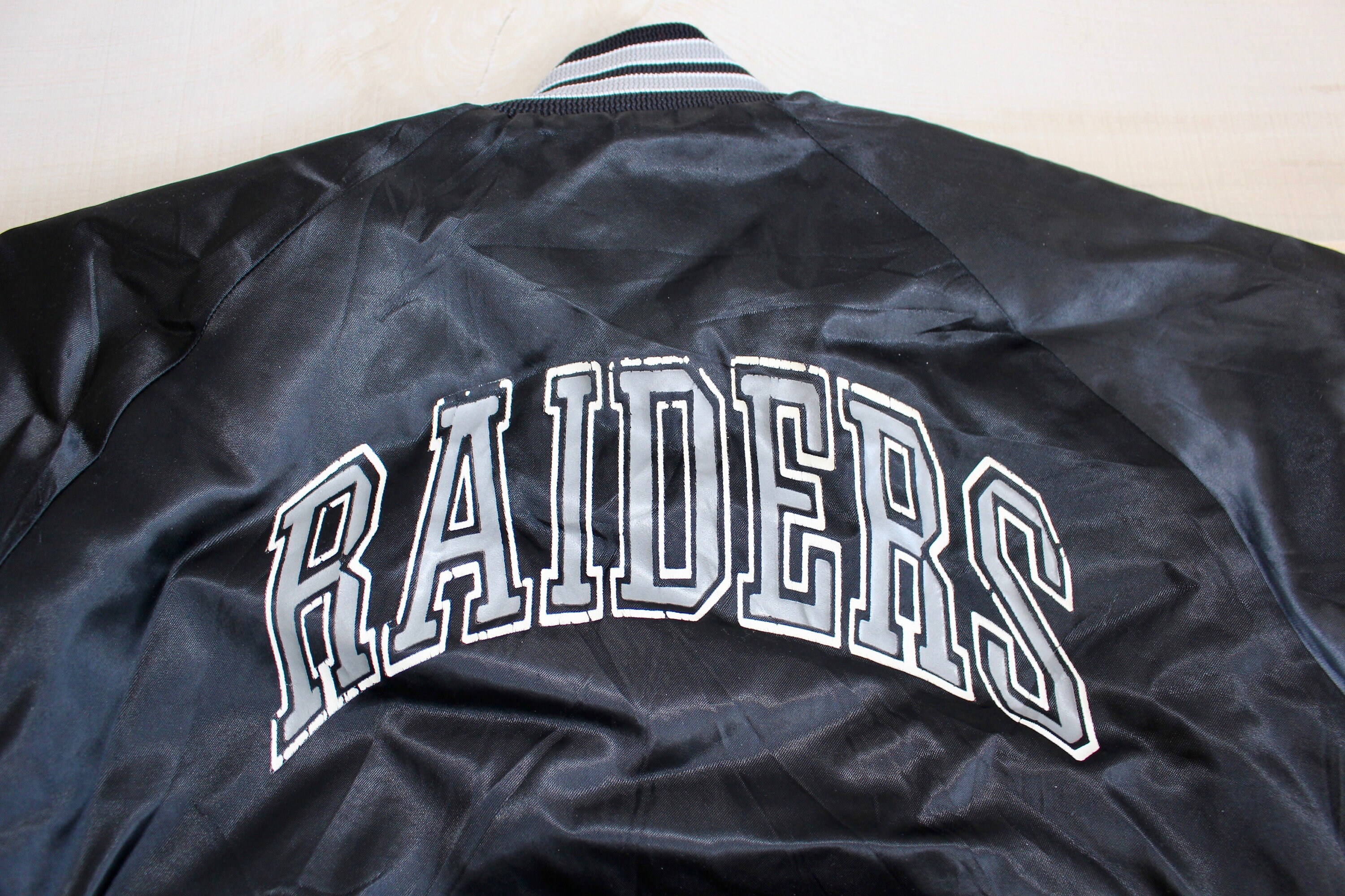 Vintage 80s Raiders Satin Bomber Jacket, Chalk Line (x-small) - Etsy