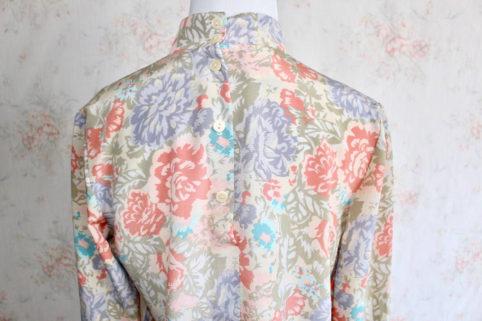 Vintage 70s Ruffle Blouse, 1970s High Neck Blouse, Victorian, Floral ...