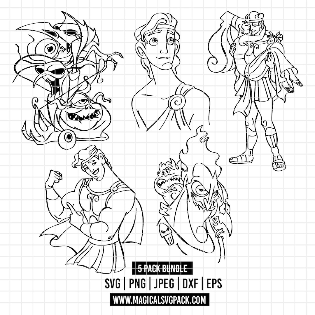 3856 - Hercules Line Art Pack Bundle Svg, Eps, Png, Dxf, Jpeg (fil ...