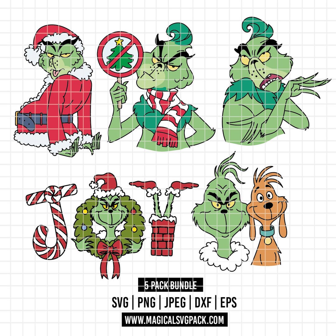 3874 - the Grinch Pack Bundle Dtf Full Color Svg, Eps, Png, Dxf, Jpeg ...