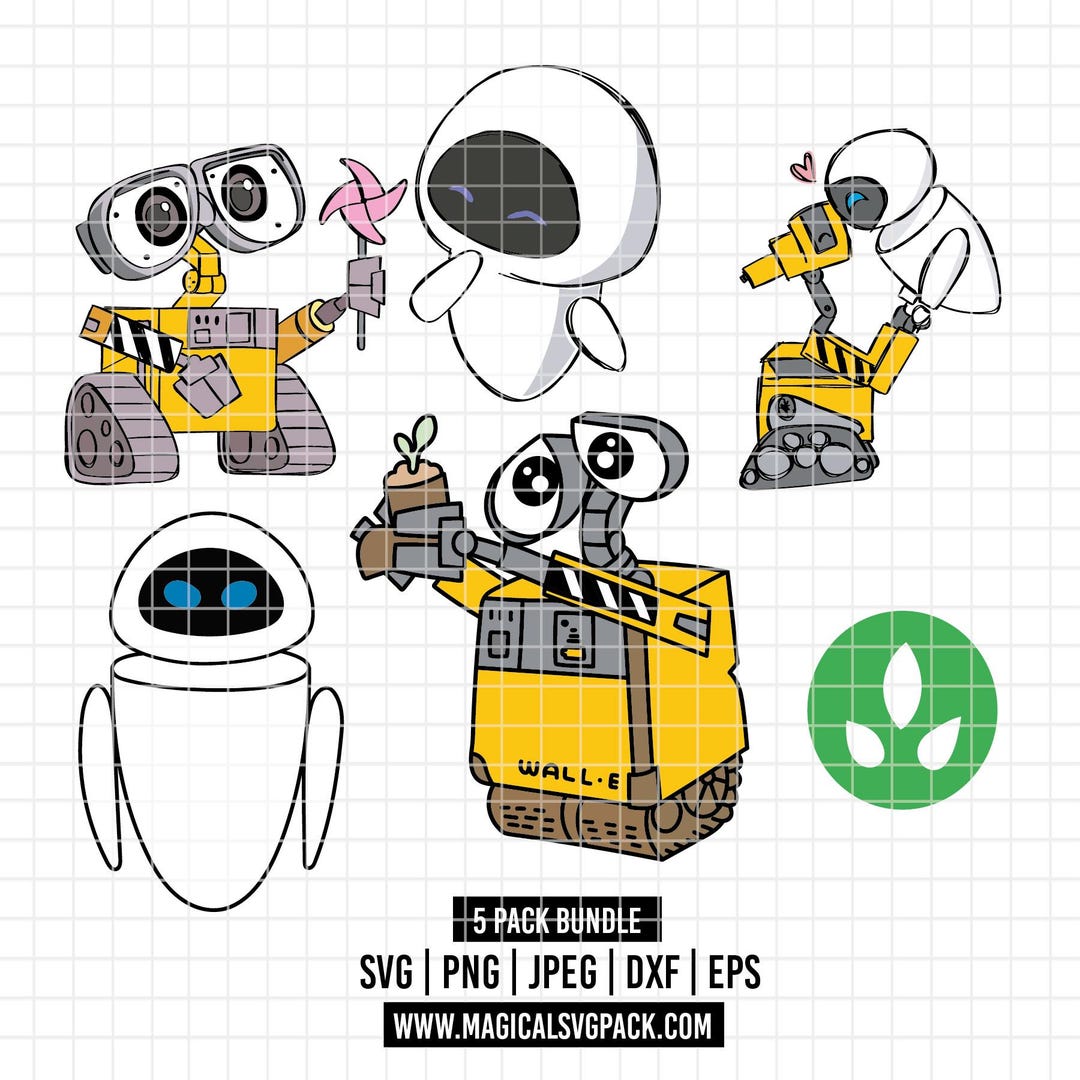 4092 - Wall-e Pack Bundle Dtf Full Color Svg, Eps, Png, Dxf, Jpeg (wall ...