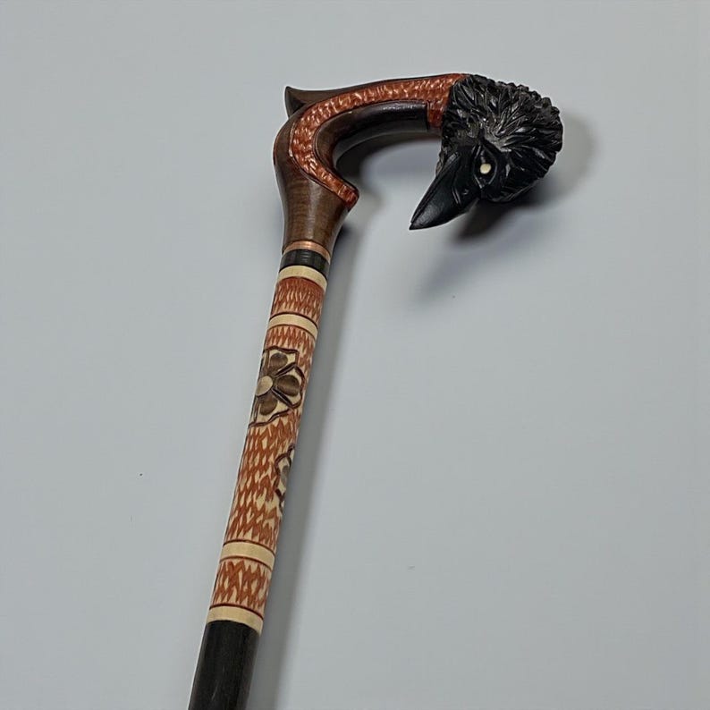 Raven Cane Fantasy Cane Wood Masonic Cane Fancy Wooden Walking Staff ...