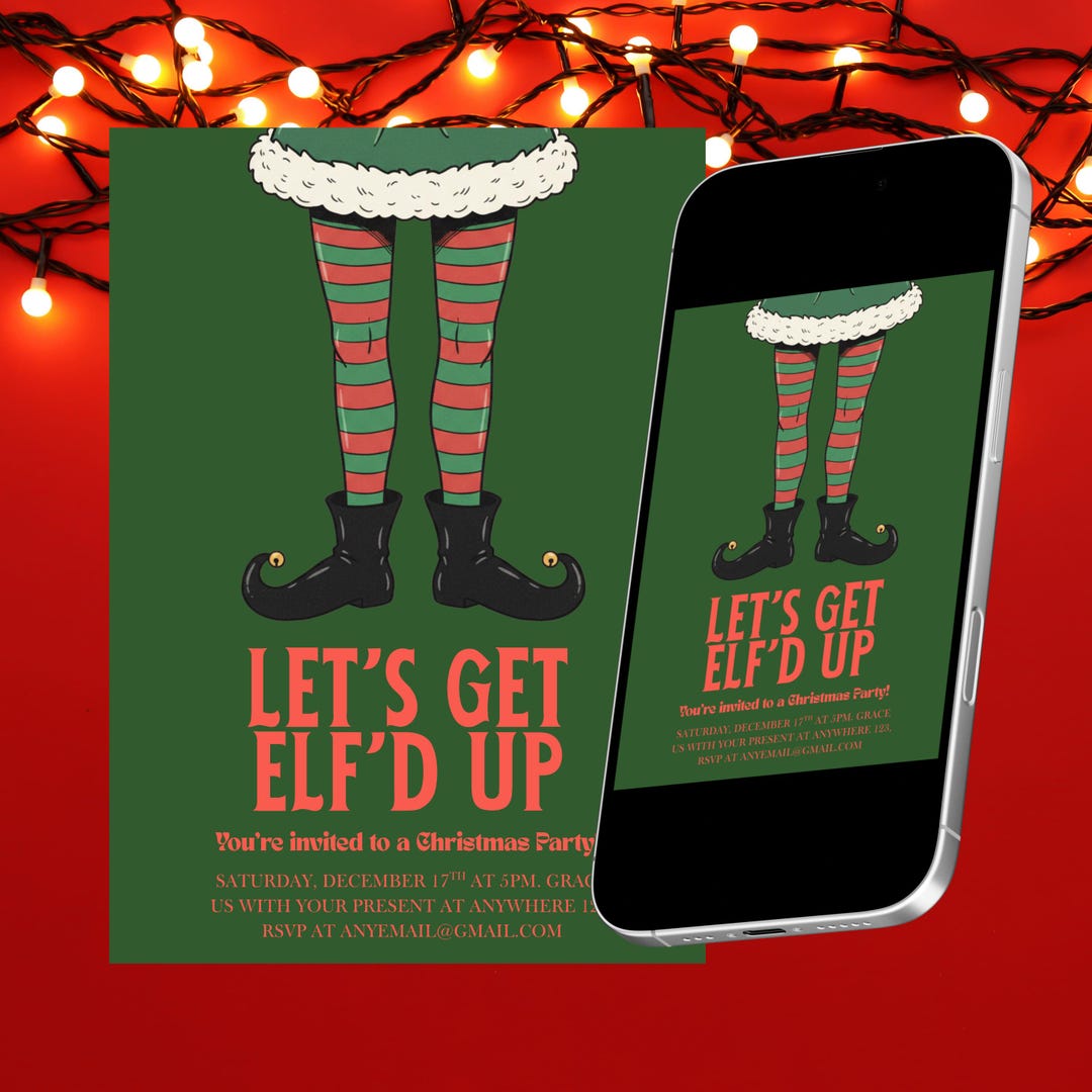 Funny Elf Christmas Party Invitation, Elf Party Invitation Editable ...