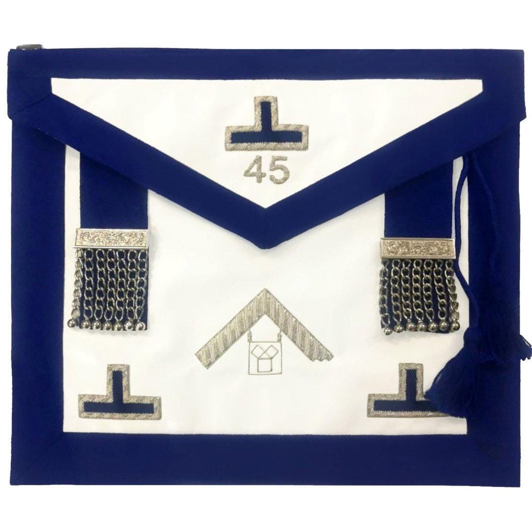 Pennsylvania Past Master Masonic Apron – Blue Ribbon, Hand Embroidered ...