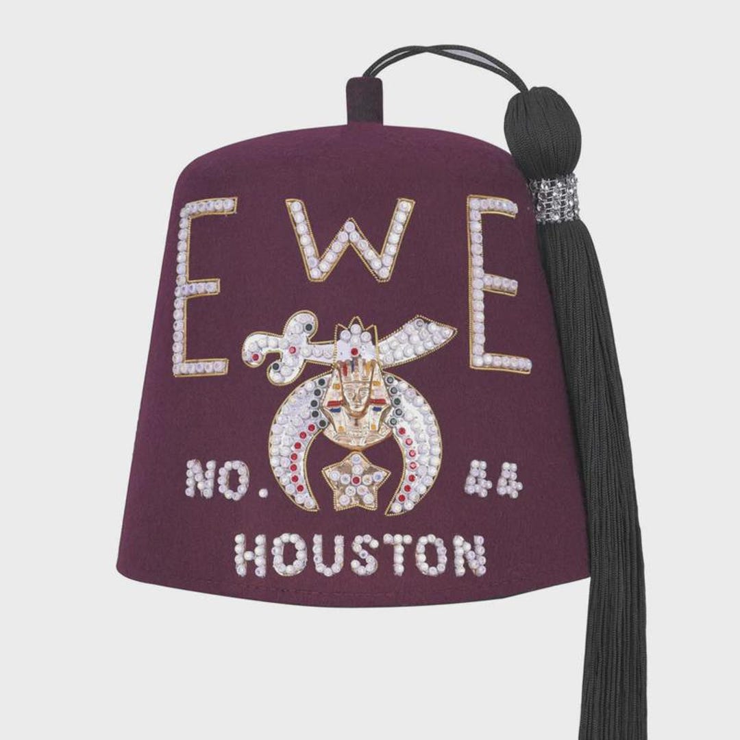 EWE Shrine Fez Hat – Maroon Felt With Gold & Rhinestone Embroidery - Etsy