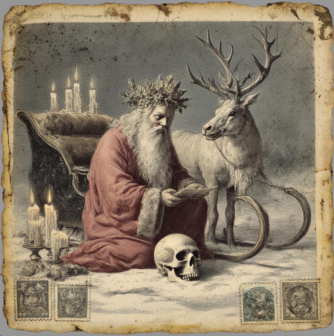 Gothic Christmas Ephemera 4-pack: Santa, Skull Reindeer, Obsidian ...
