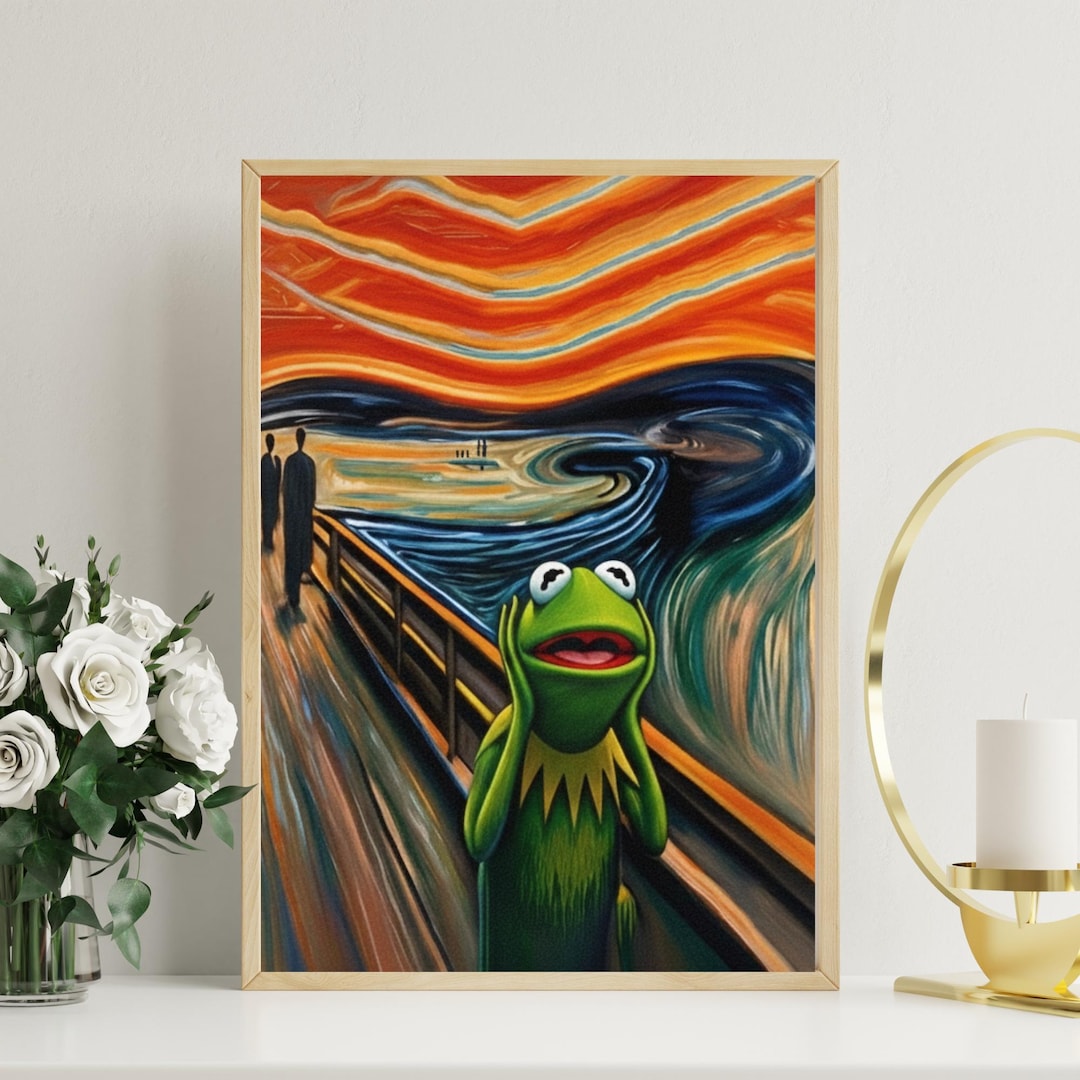 Kermit the Frog Scream Parody Art Poster | Funny Meme Wall Decor | Frog ...
