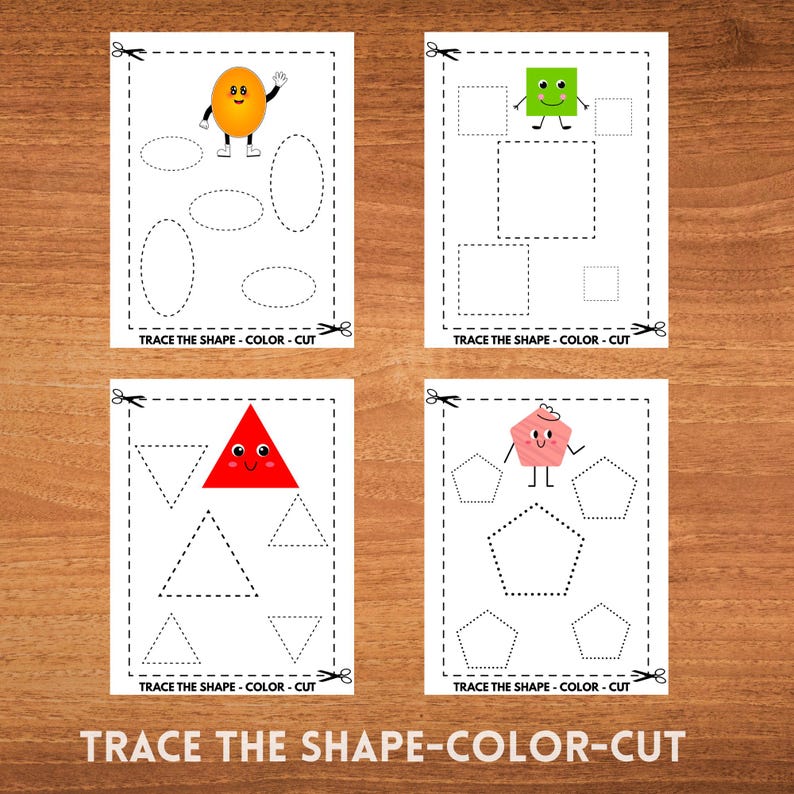 Shapes Learning Worksheets – Preschool Tracing Activities, Matching ...
