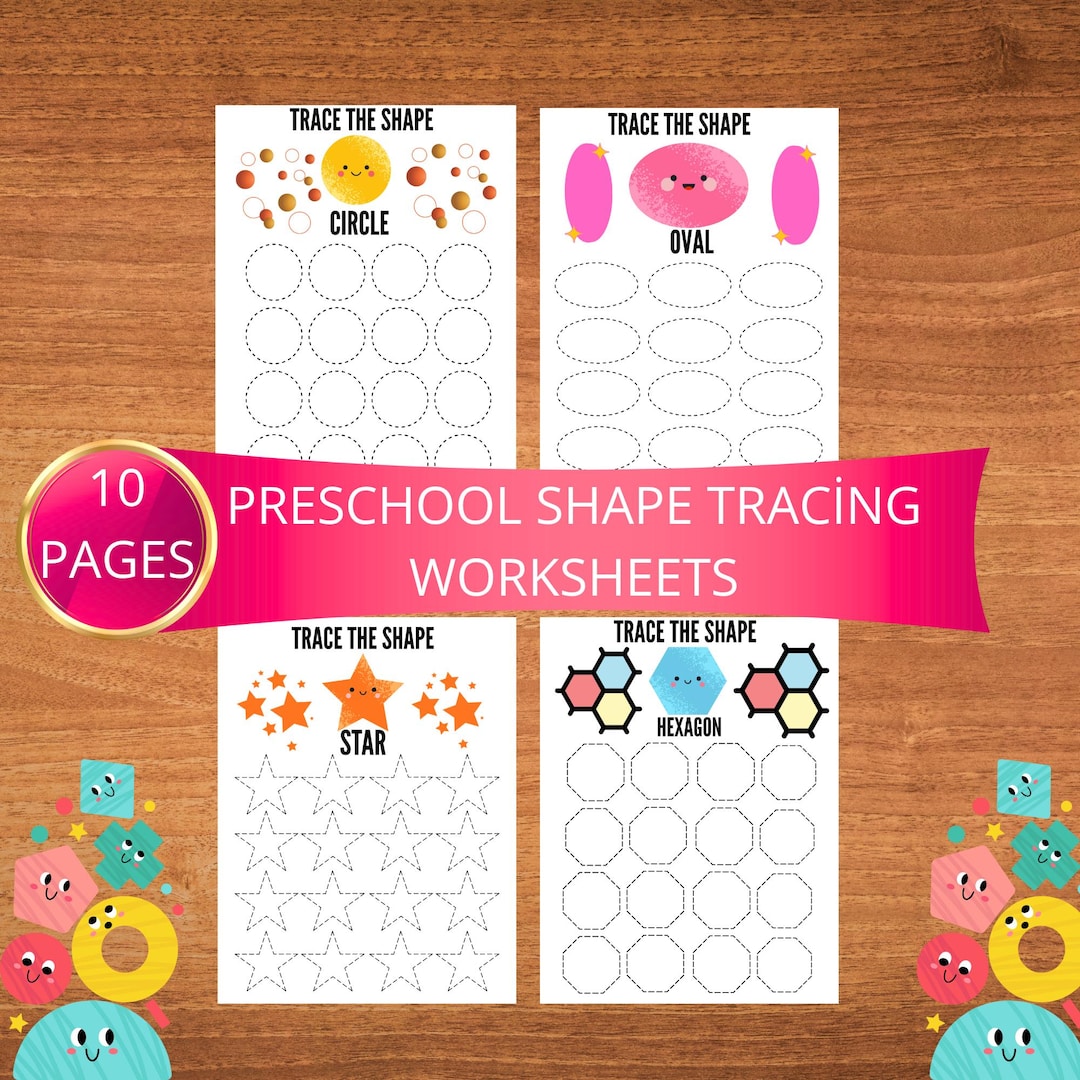 Shape Tracing Worksheets for Preschool & Kindergarten | 2D Shapes ...