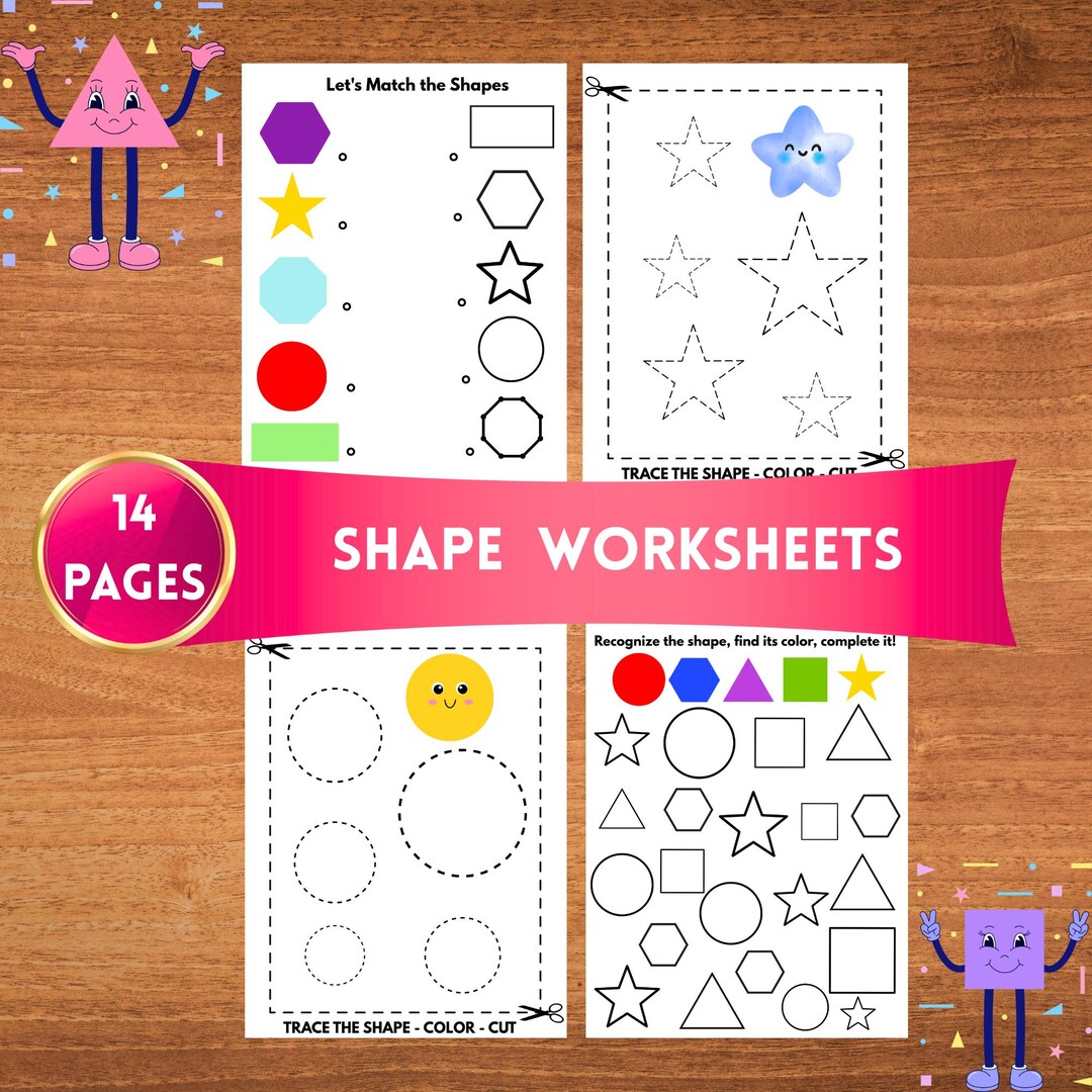 Shapes Learning Worksheets – Preschool Tracing Activities, Matching ...
