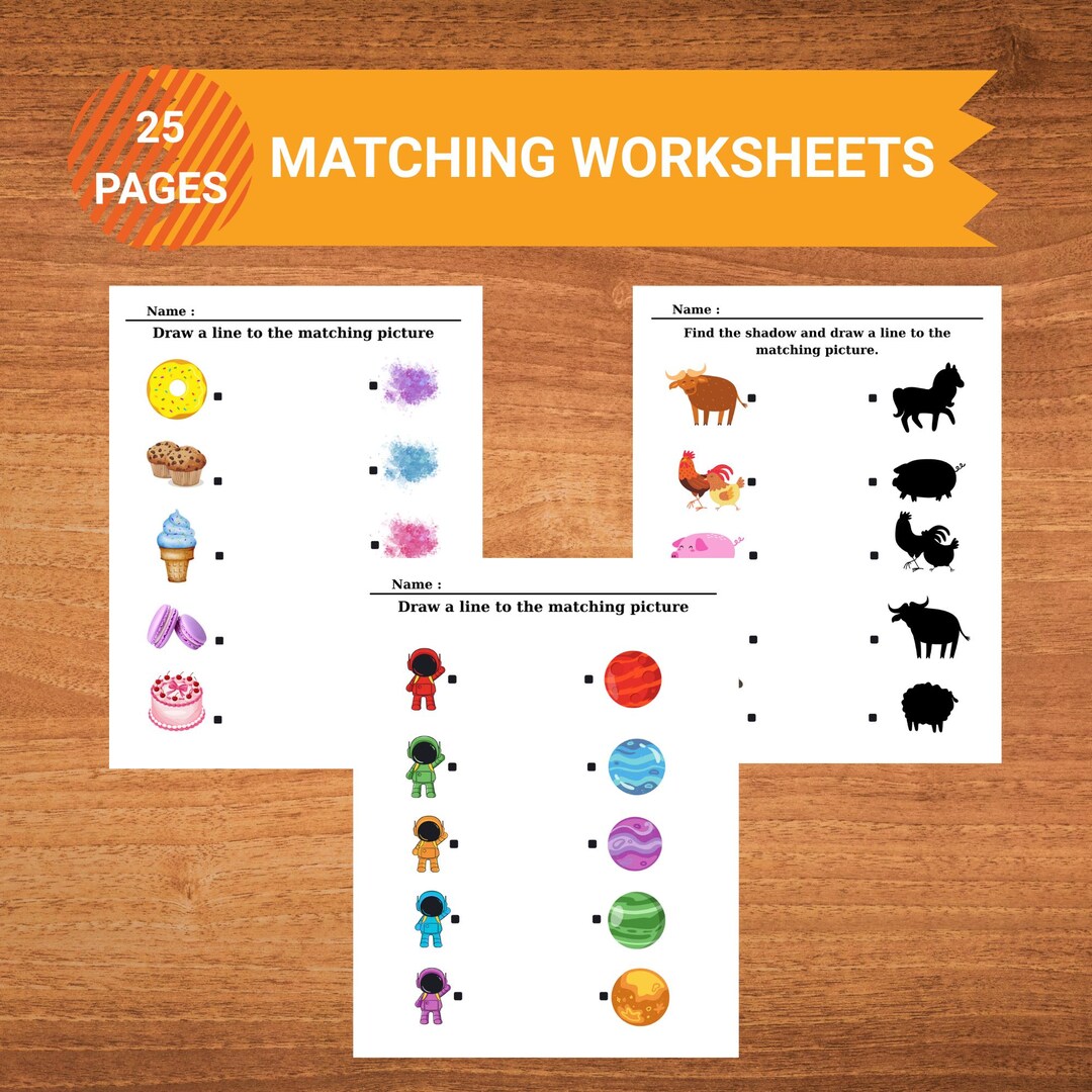 Preschool Matching Worksheets | Shadow, Color & Object Matching ...