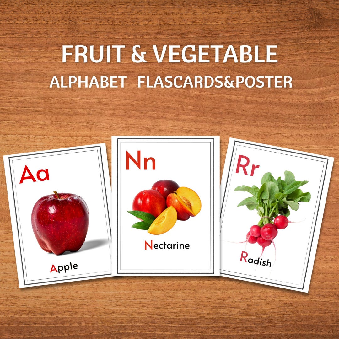 Montessori Fruit & Vegetable Flashcards | Real Picture ABC Cards ...