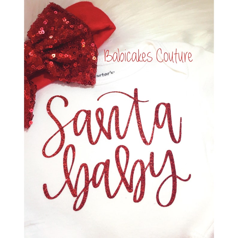 1st Christmas Outfit Santa Baby Bodysuit Red Feather | Etsy