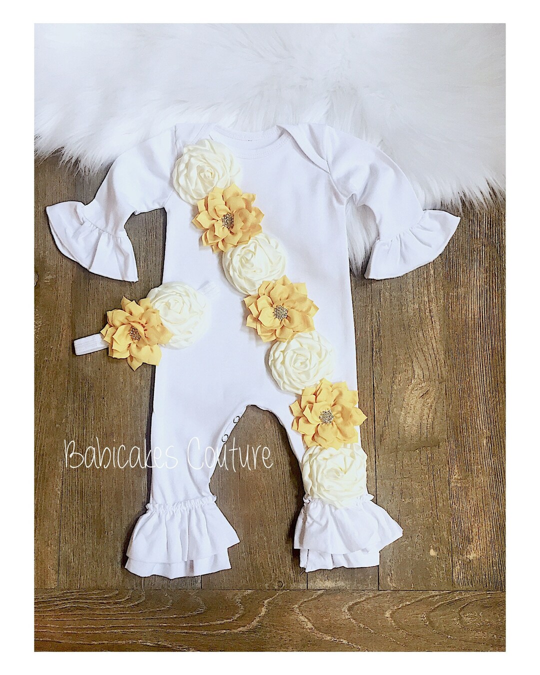 Newborn Girl Take Home Outfit, Yellow Ruffle Romper, Summer Baby Outfit ...