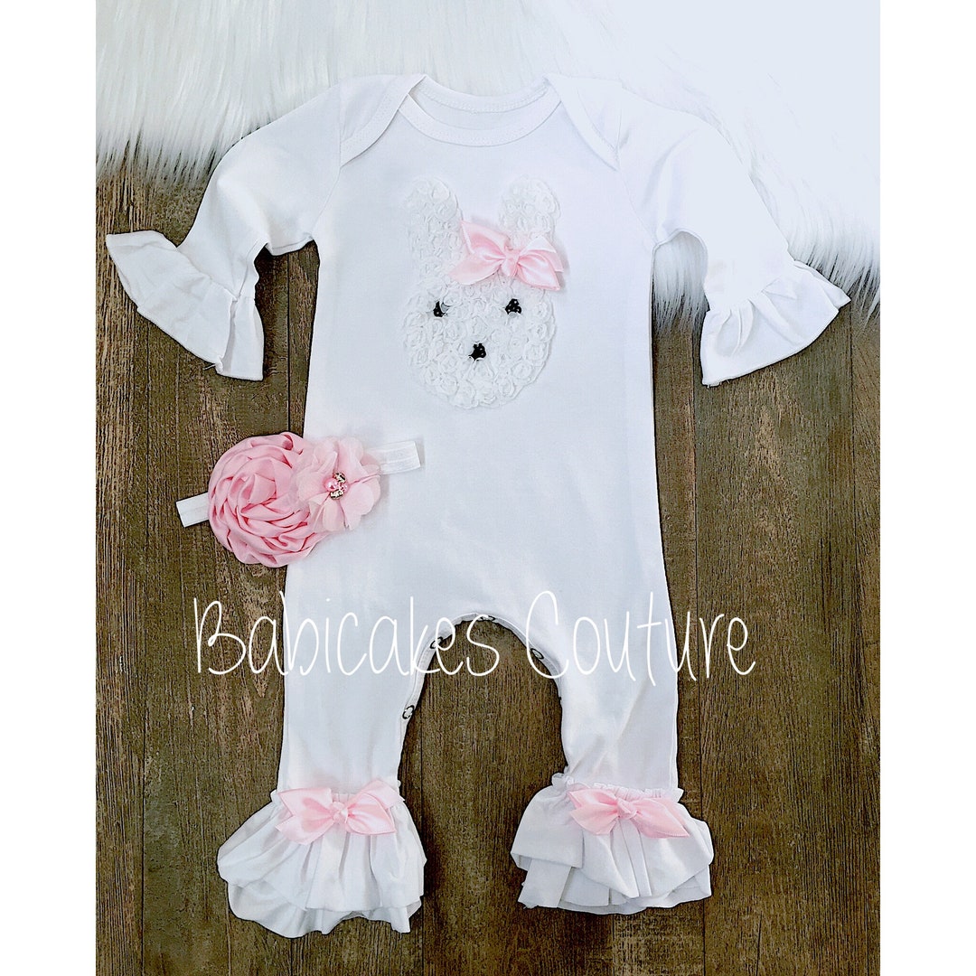 Babys 1st Easter, Bunny Romper, Easter Bunny Outfit, Pink Bunny Romper ...