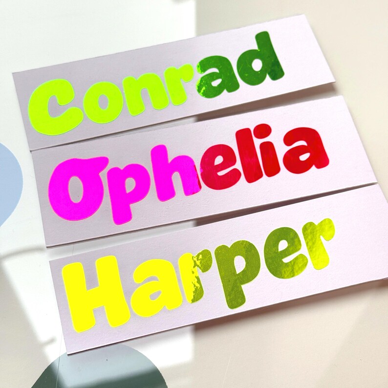 Personalised Name Vinyl Sticker - Custom Fluorescent Name Decal ...
