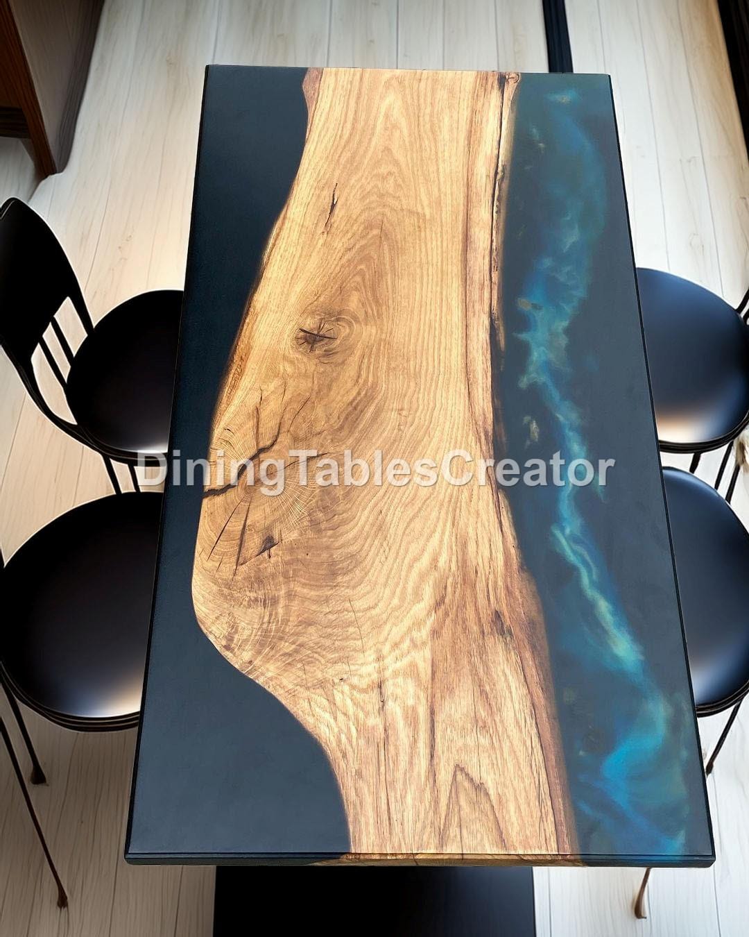 Luxury Live Edge Black and Epoxy River Table Modern Dining Office ...
