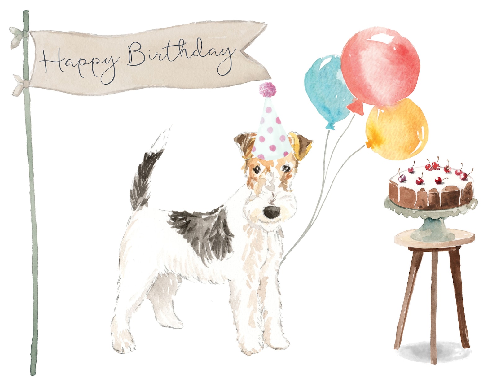 Wire Haired Fox Terrier Birthday Card | Etsy