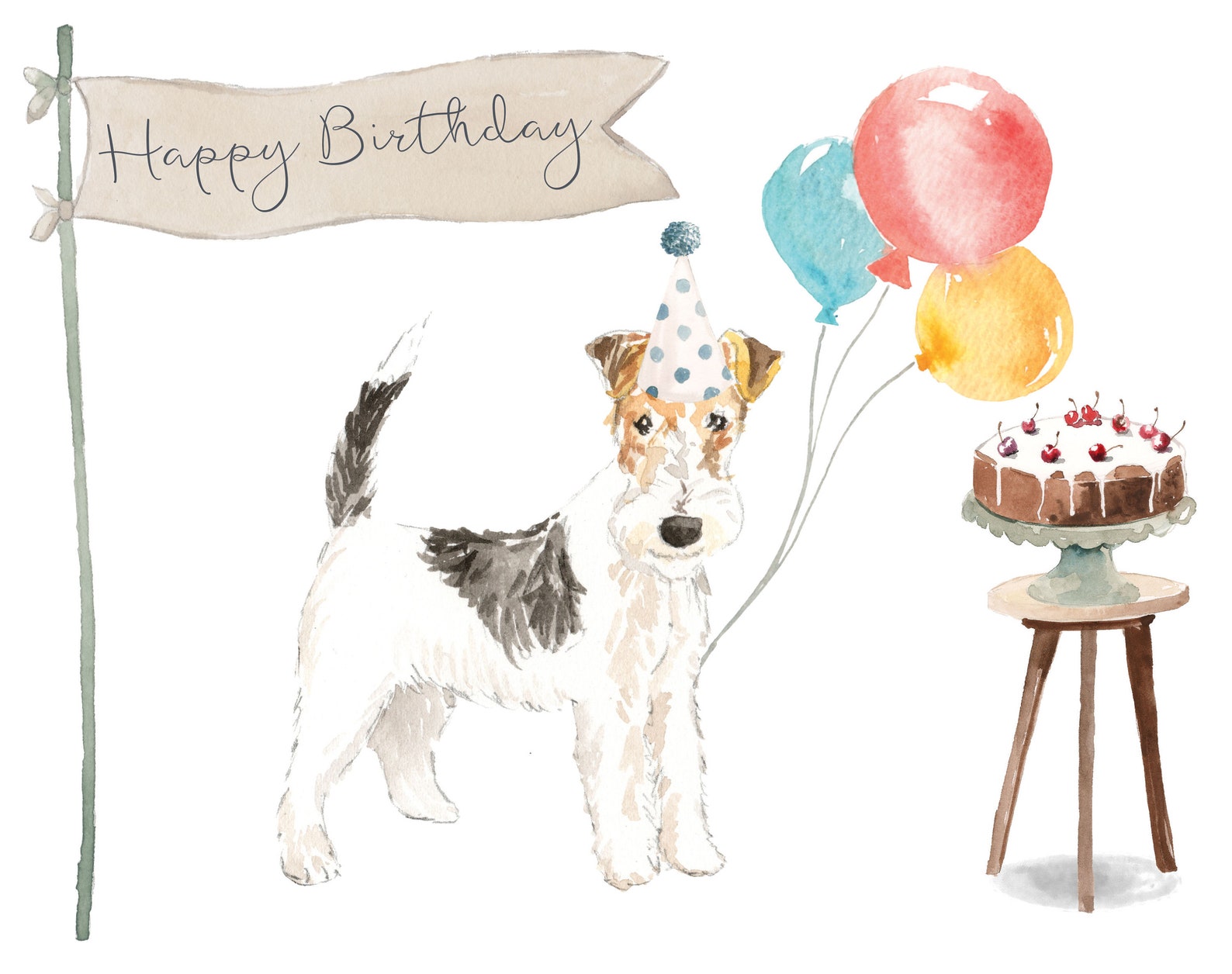Wire Haired Fox Terrier Birthday Card | Etsy