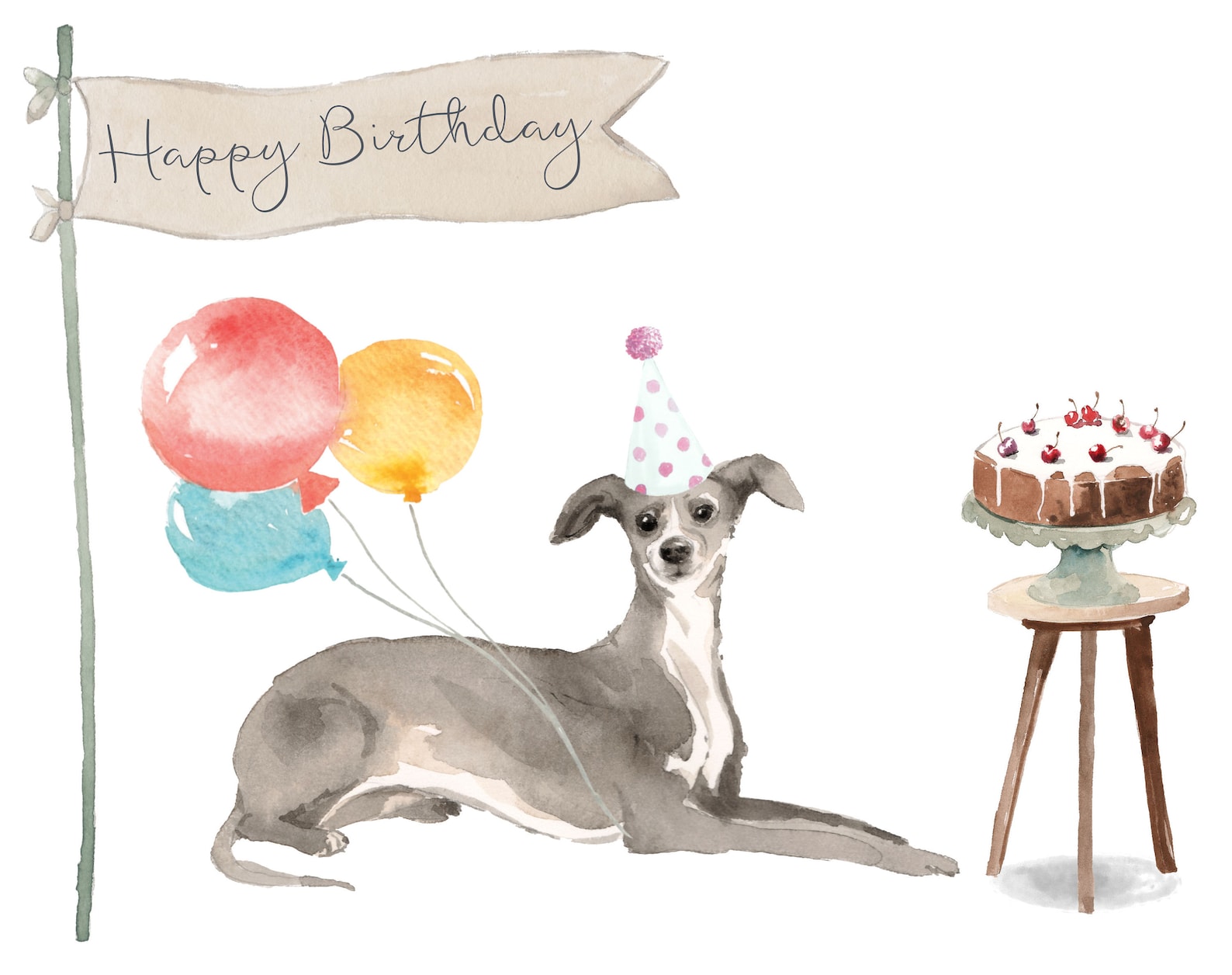 Italian Greyhound Birthday Card - Etsy UK