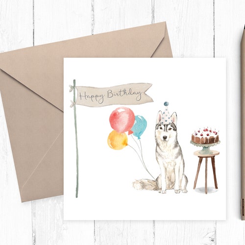 Siberian Husky Birthday Card Personalised Birthday Card Dog - Etsy