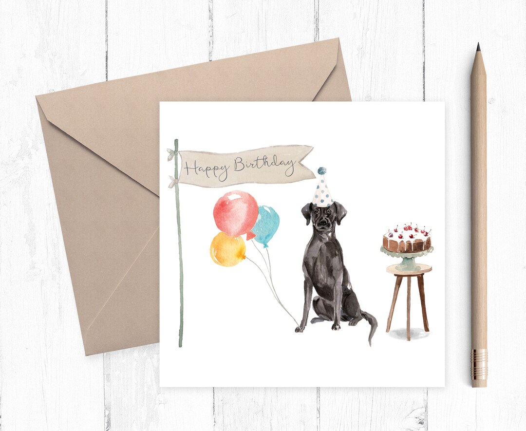 Black Labrador Birthday Card Black Lab Card - Etsy