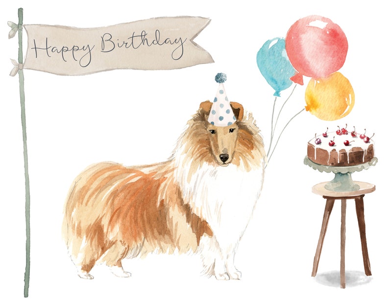 Rough Collie Birthday Card | Etsy