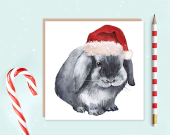 Bunny Christmas Card - Etsy