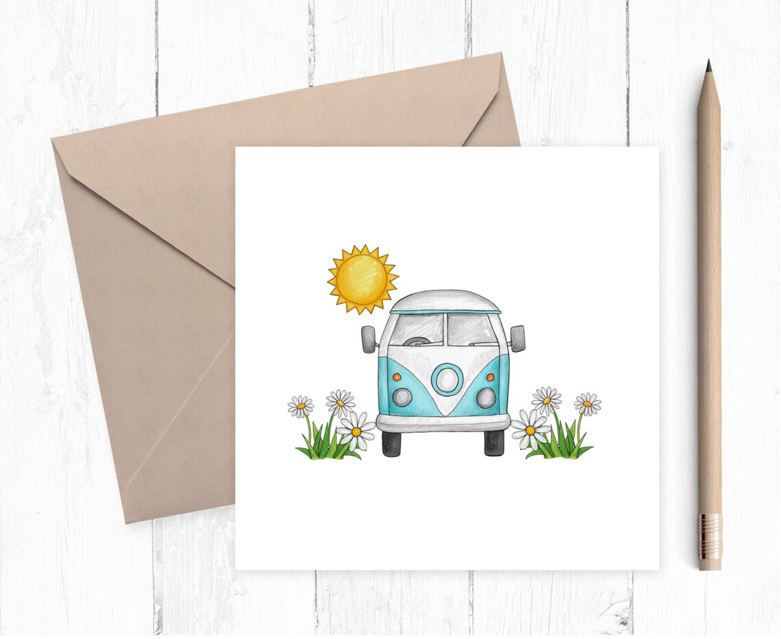 Camper Van Blank Greeting Card Greeting Card VW Camper Van - Etsy UK