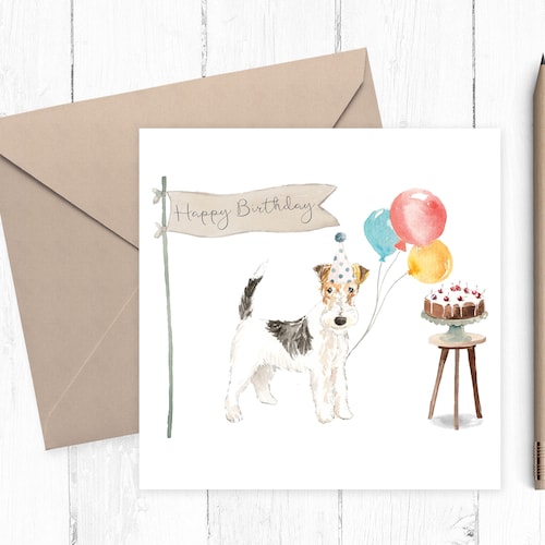 Happy Birthday Fox Terrier Card Wired Hair Fox Terrier - Etsy UK