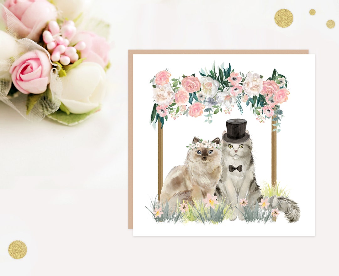 Cat Couple Wedding Card - Etsy
