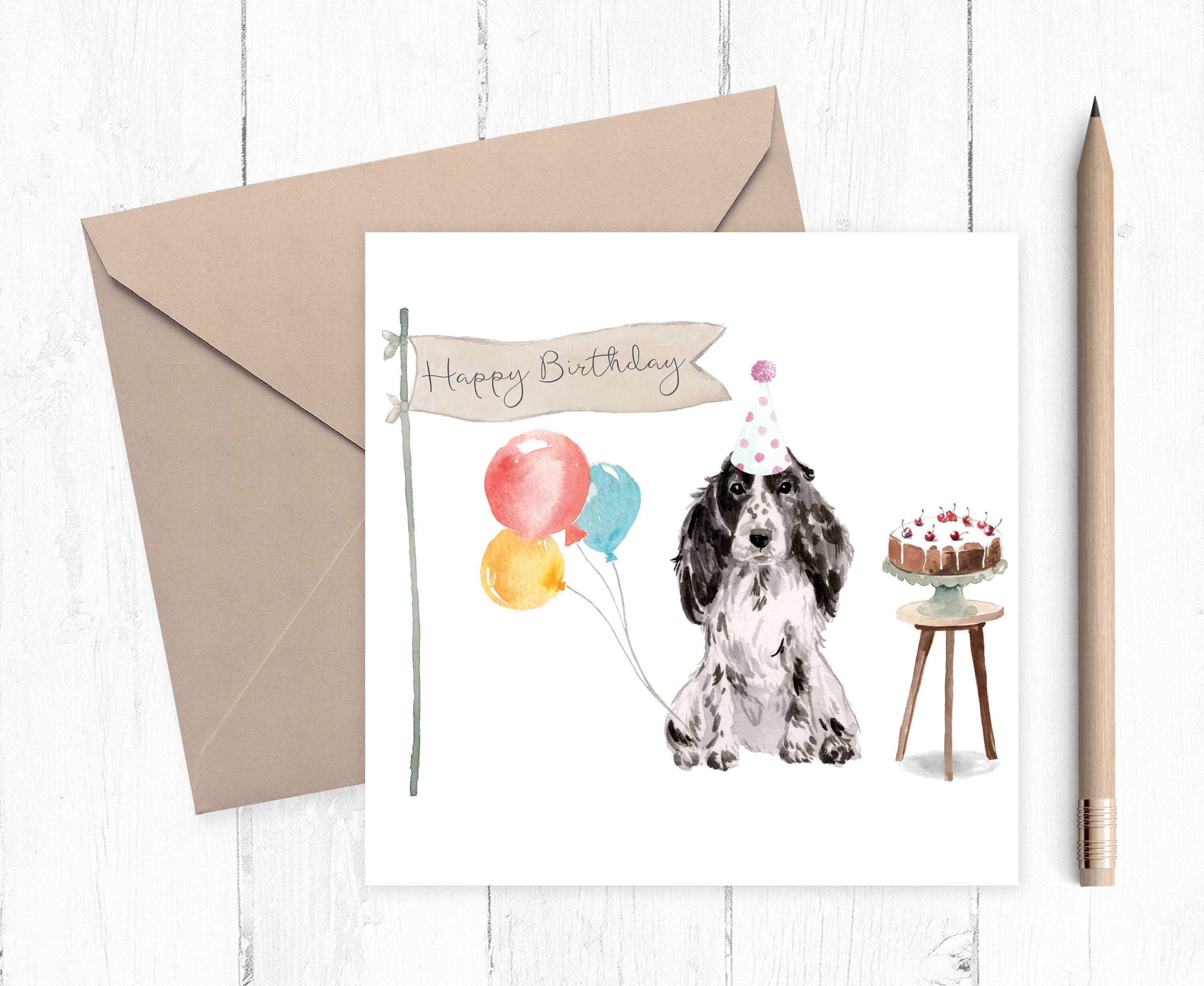 English Cocker Spaniel Birthday Card English Cocker Spaniel - Etsy UK