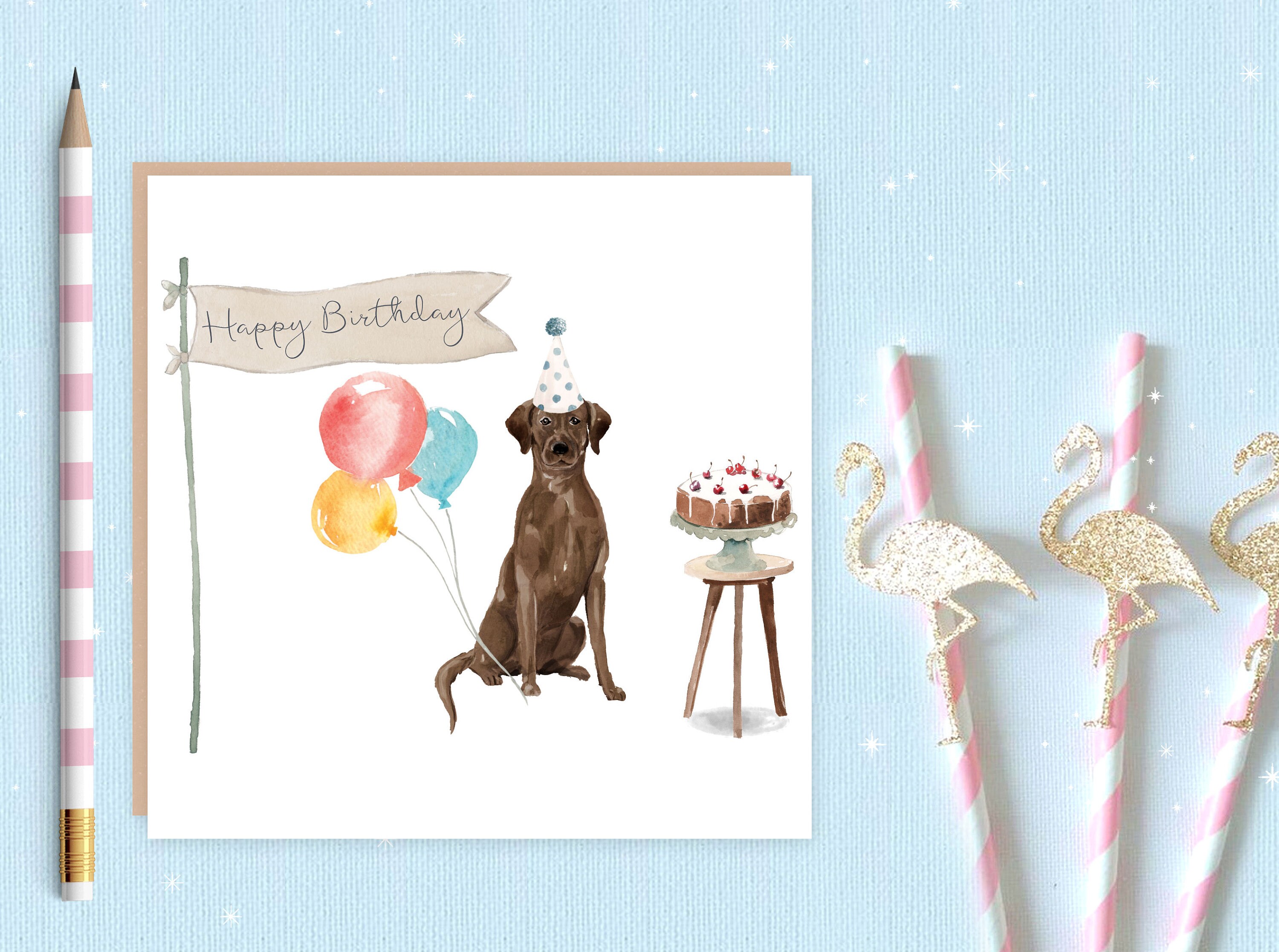 Chocolate Labrador Birthday Card | Etsy UK