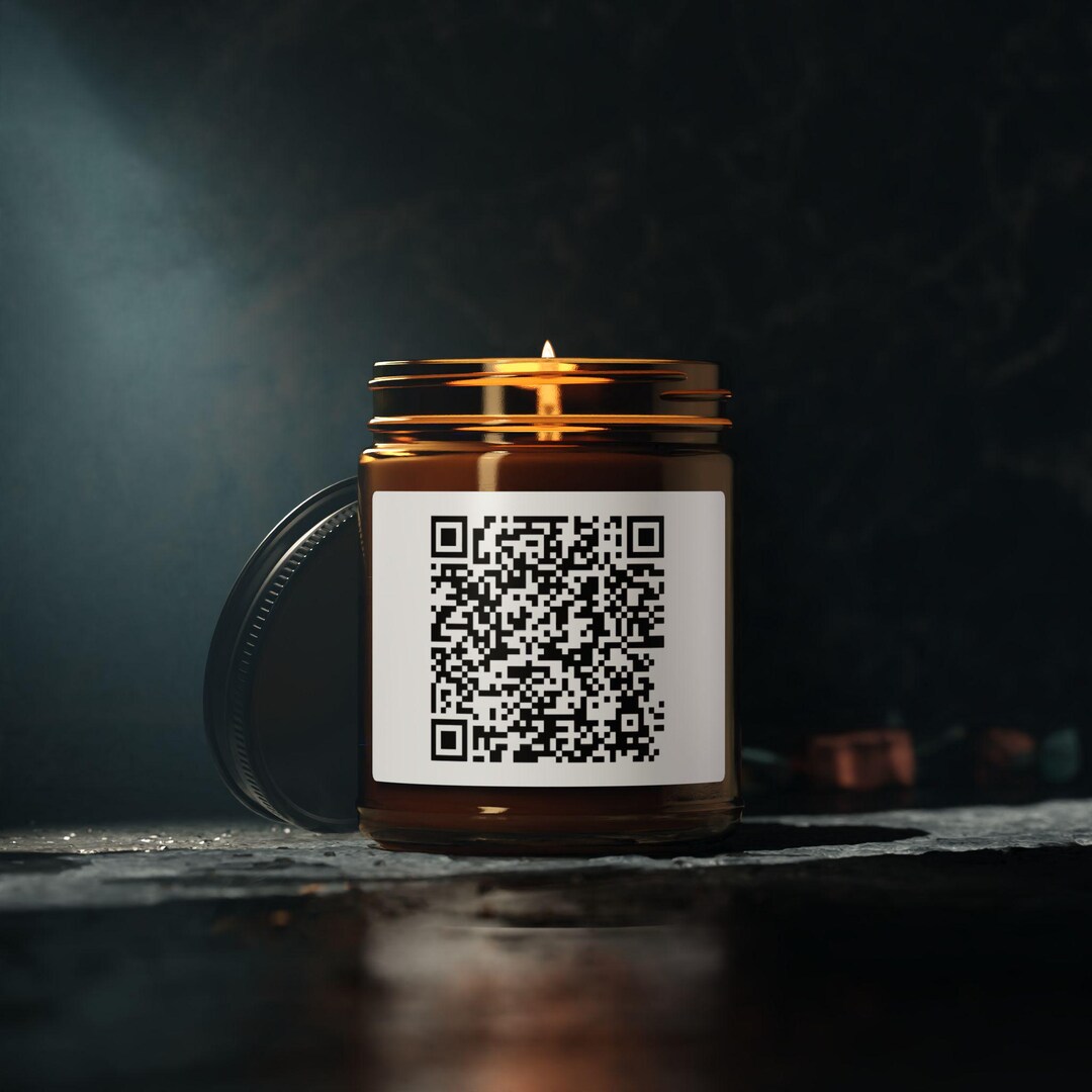 QR Code Label Candle Jar Soy Candle | Amber Jar - Etsy