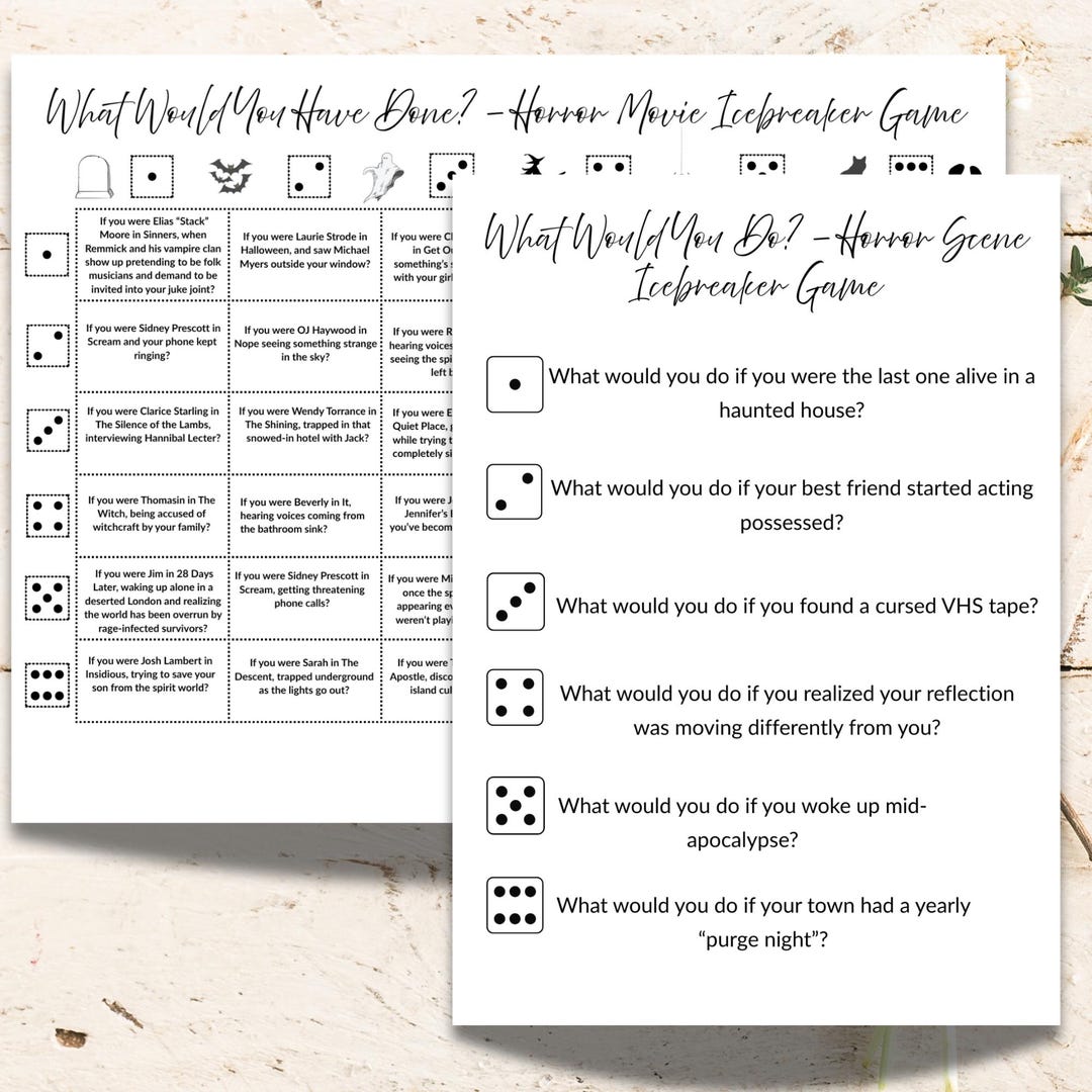 Horror Movie Icebreaker Game | Halloween Party (instant Download) - Etsy