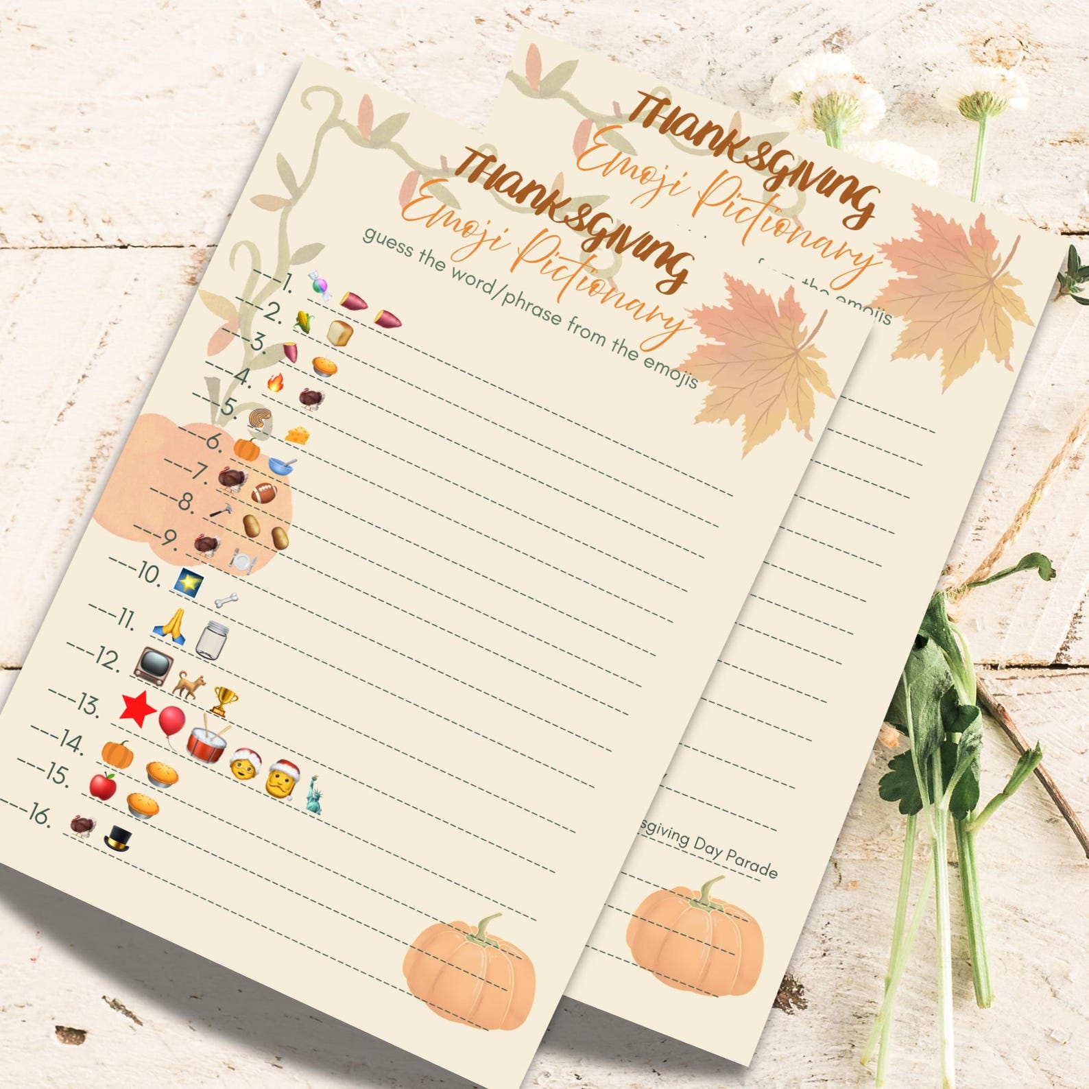 Thanksgiving Emoji Pictionary Game: Family Party Activity (instant ...