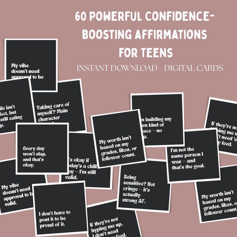 Affirmation Cards for Teens: Printable Self-care Vibe Jar (digital ...