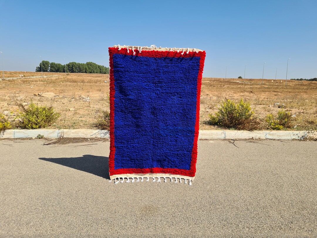 Custom Moroccan Blue Berber Rug: Handmade Wool Carpet - Etsy